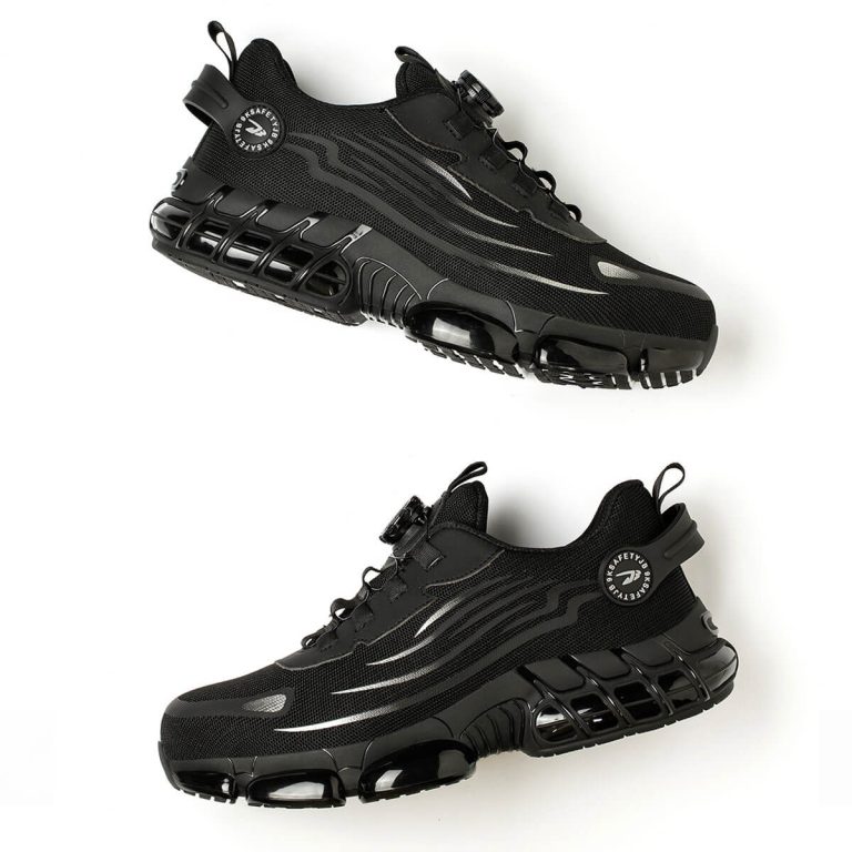Merle Rotary Button Steel Toe Work Shoes Black - Twinkle Amber®