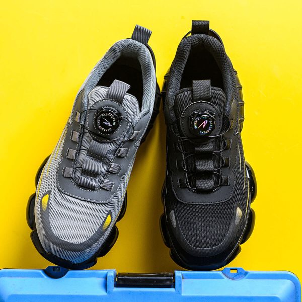 Merle Rotary Button Steel Toe Work Shoes Black - Twinkle Amber®